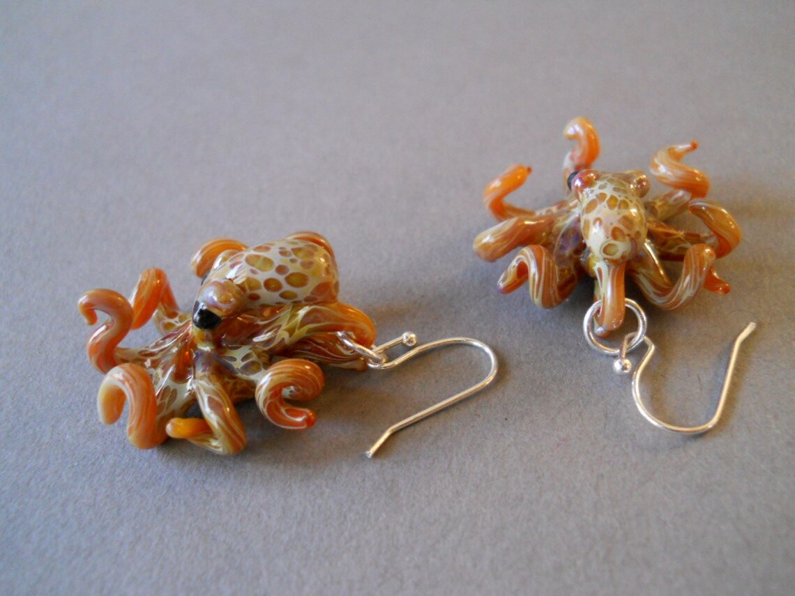 Octopus Earrings Glass Octopus Jewelry Dangle Earrings Kraken | Etsy