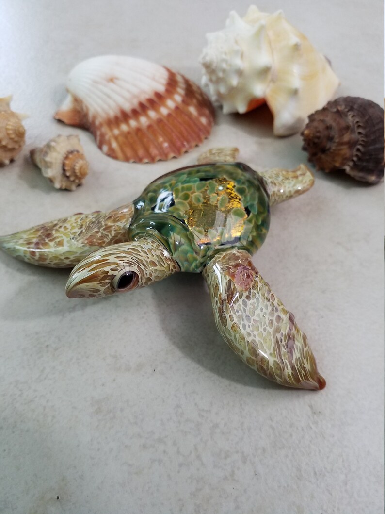 Glass Turtle Shell Sea Turtle Sea Shell Blown Glass Turtle | Etsy