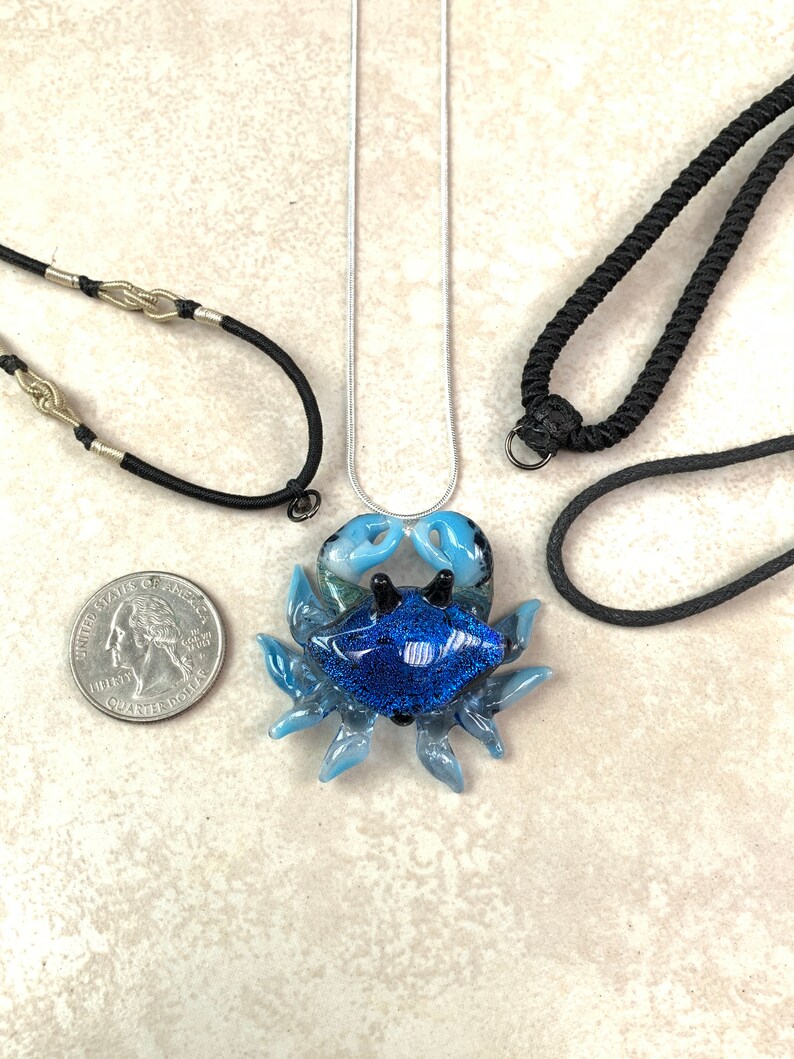 Blue Crab Necklace Pendant handmade Jewelry Glass Hawaii - Etsy