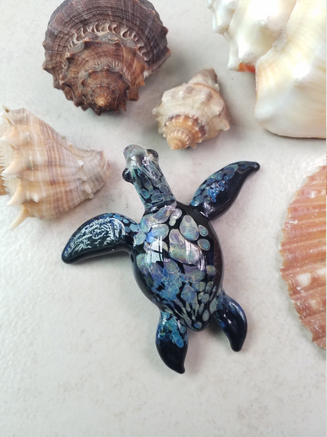 Pearl Back Sea Turtle Pendant Necklace Jewelry With an Abalony Coloring ...
