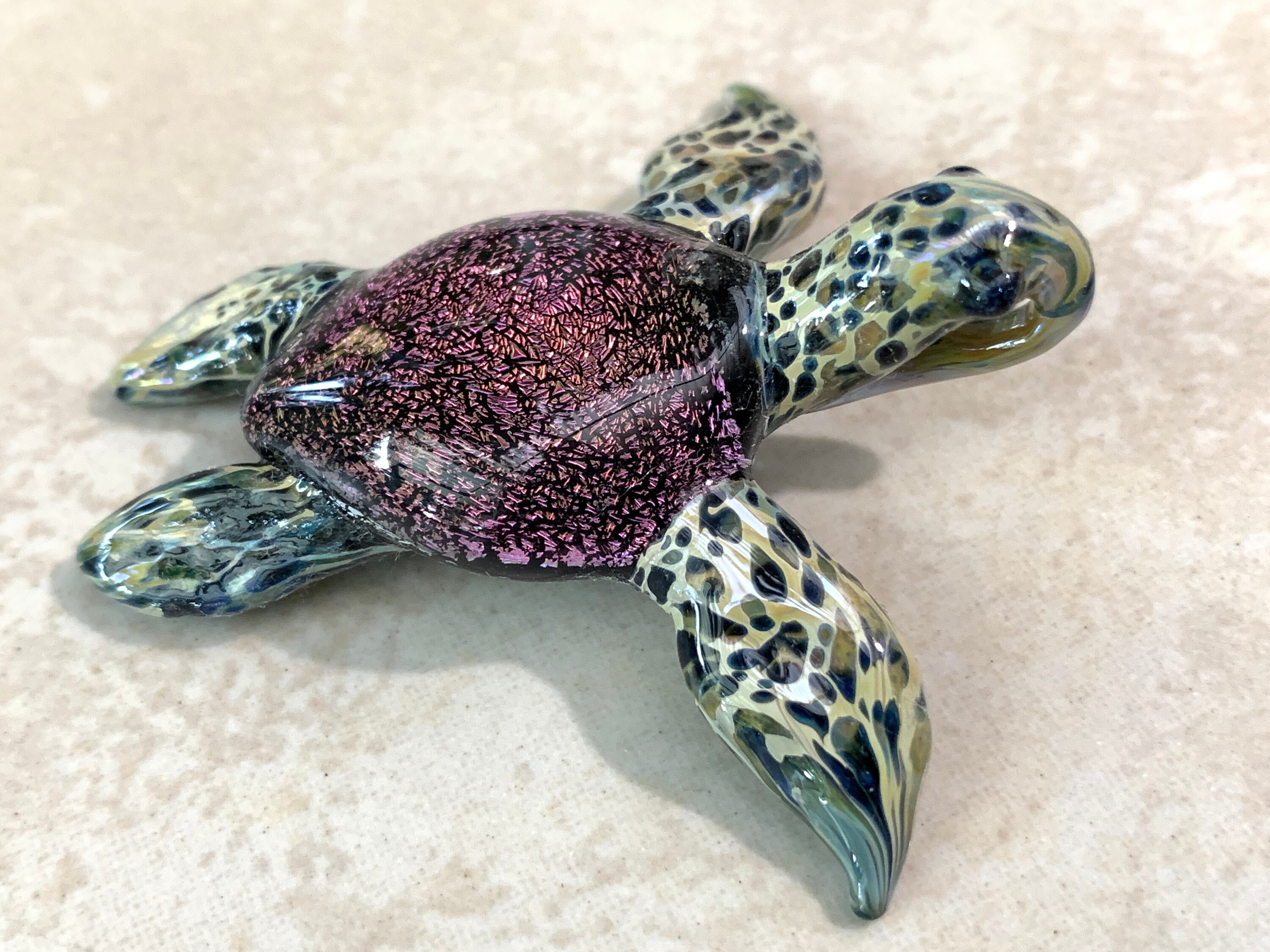 Dichroic Purple Lavender Sea Turtle Pendant Great Gift Idea | Etsy