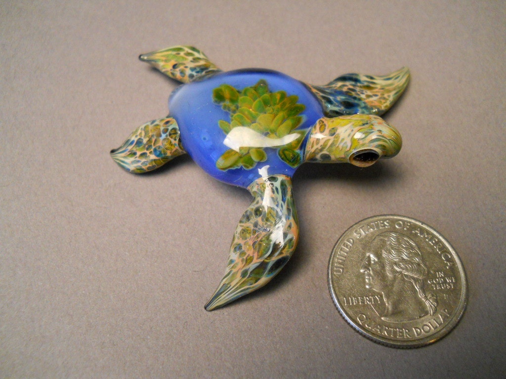 Blue Diamond of the Sea Glass Sea Turtle Love Gift Art Glass | Etsy