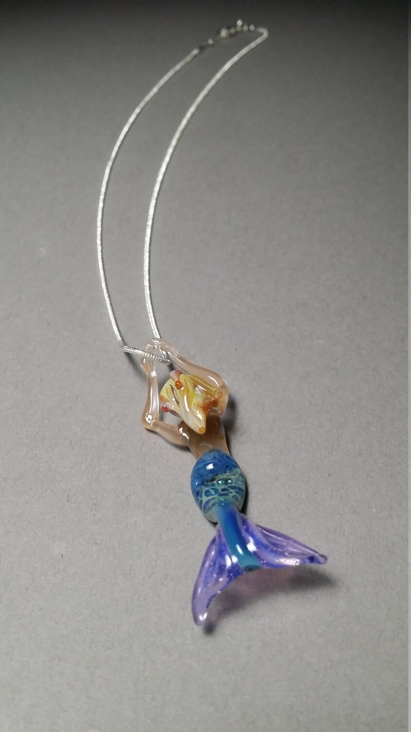 Mermaid Necklace Pendant with Purple Tail Little Mermaid | Etsy