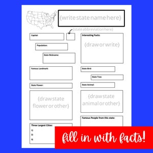 STATE STUDY TEMPLATE - United States Geography Notebook - Cycle 3 ...