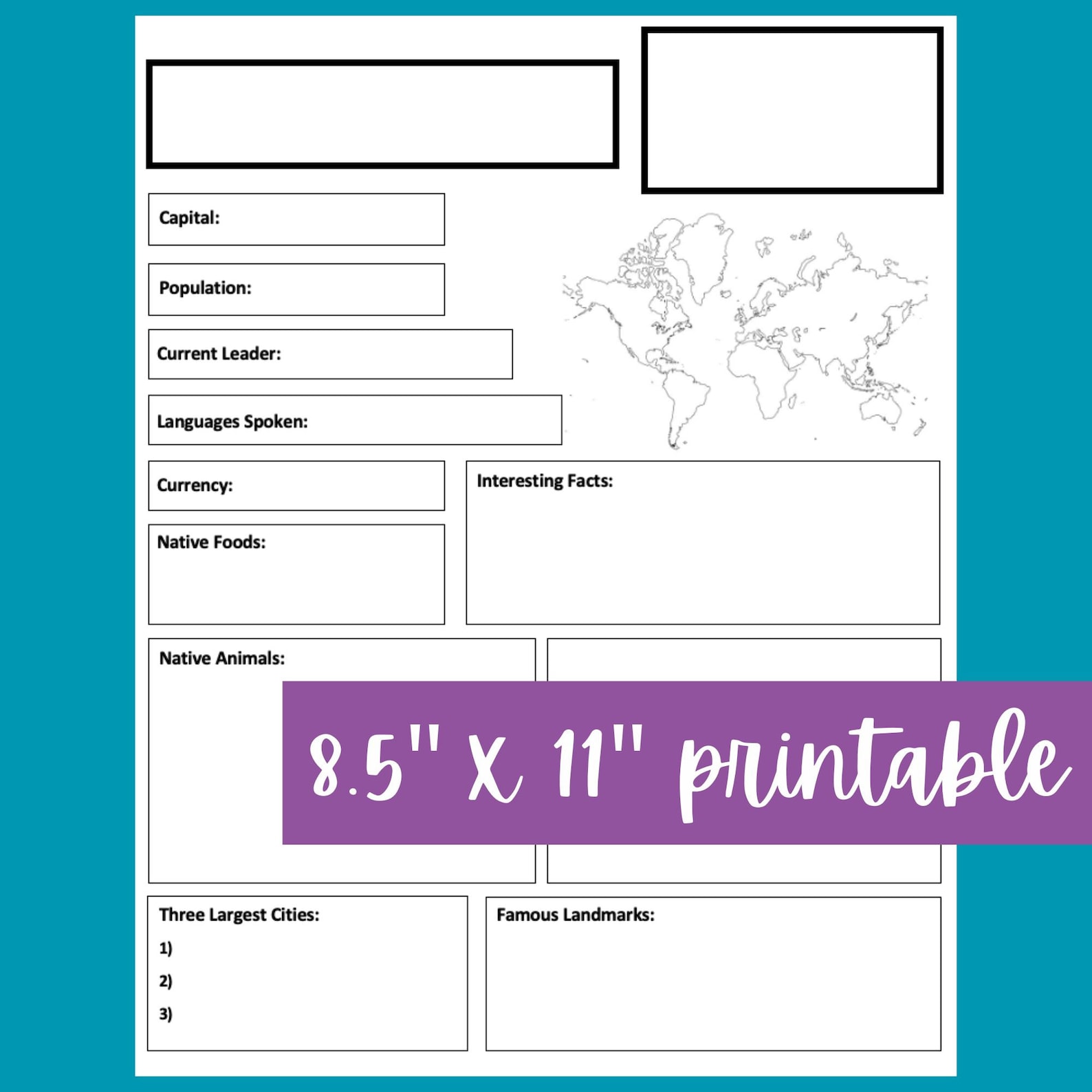 COUNTRY STUDY TEMPLATE - World Geography Research Notebook Pages ...