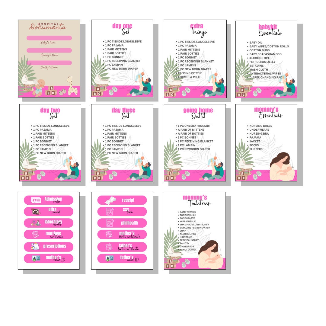 Newborn Hospital Bag Checklist Labels Pink - Etsy