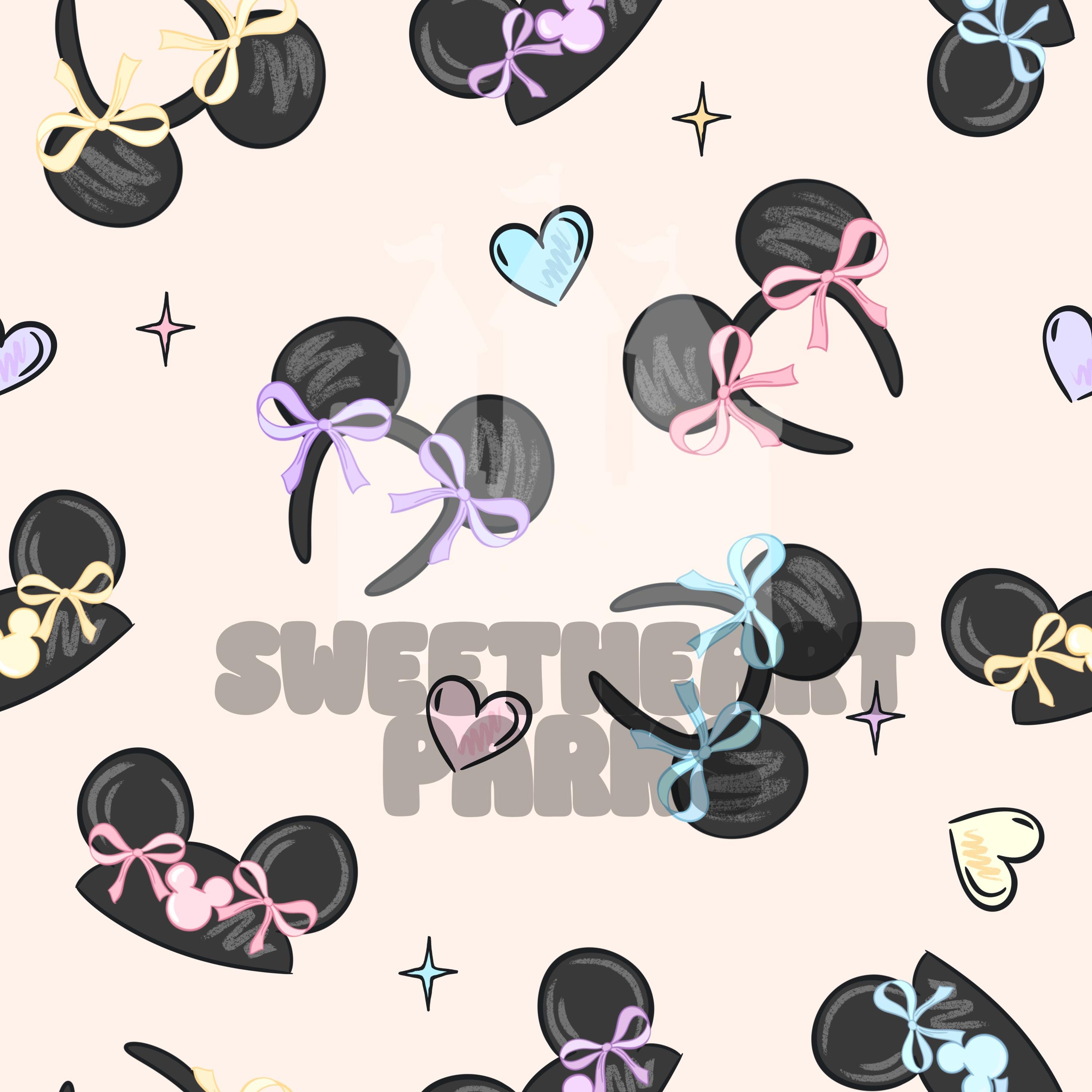 Magical Mouse Ears Headband Bow CREAM | Seamless Repeating Pattern ...