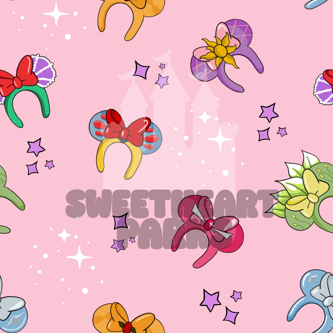 Magical Mouse Ears Princess Headband PINK Seamless Repeating Pattern ...