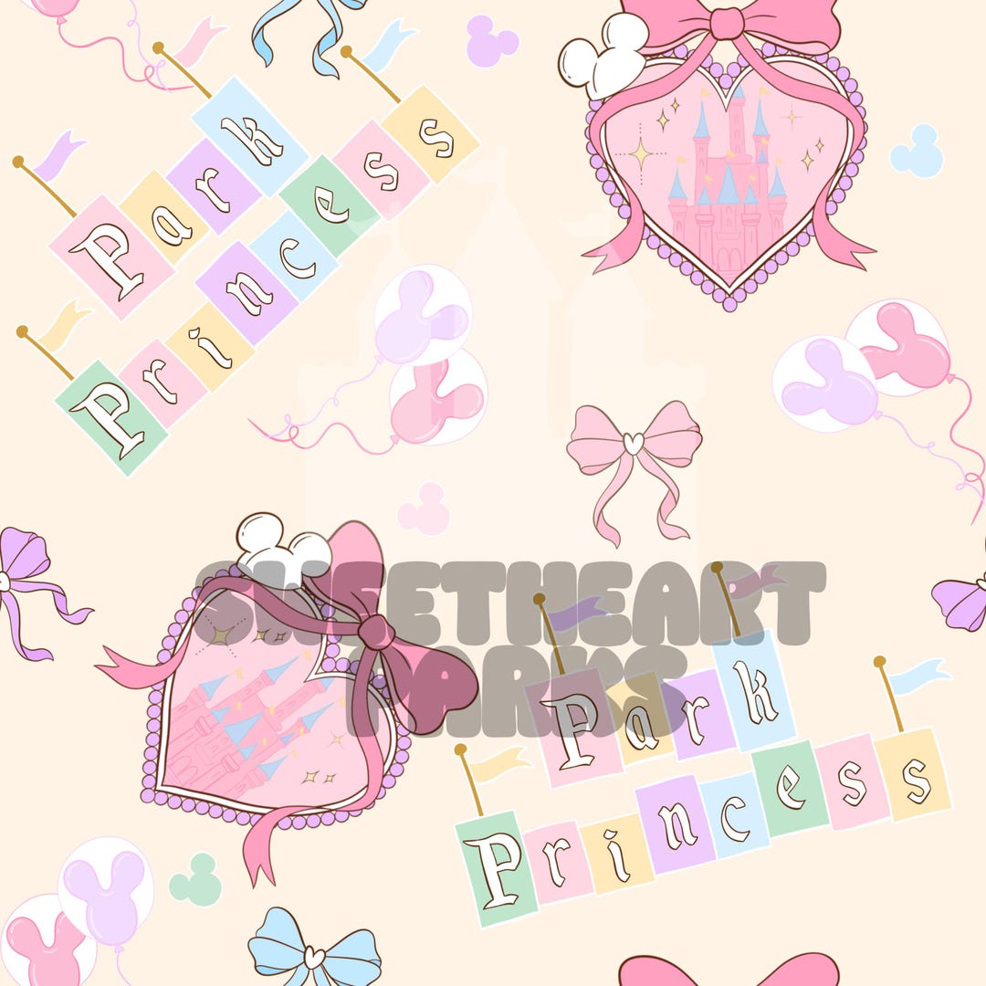 Magical Mouse Theme Park Castle Pastel CREAM | Seamless Repeating ...