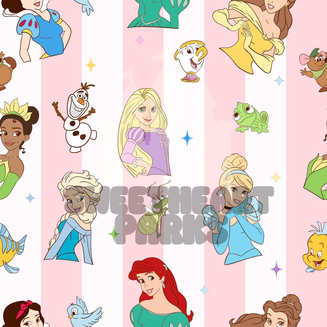 Princess Sidekicks Fabric: Magical Mouse Park Pink Stripe (digital File ...