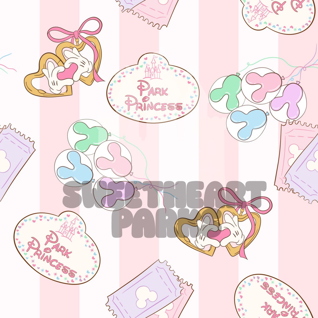 Princess Name Tag Pattern: Magical Theme Park Balloons (digital File ...