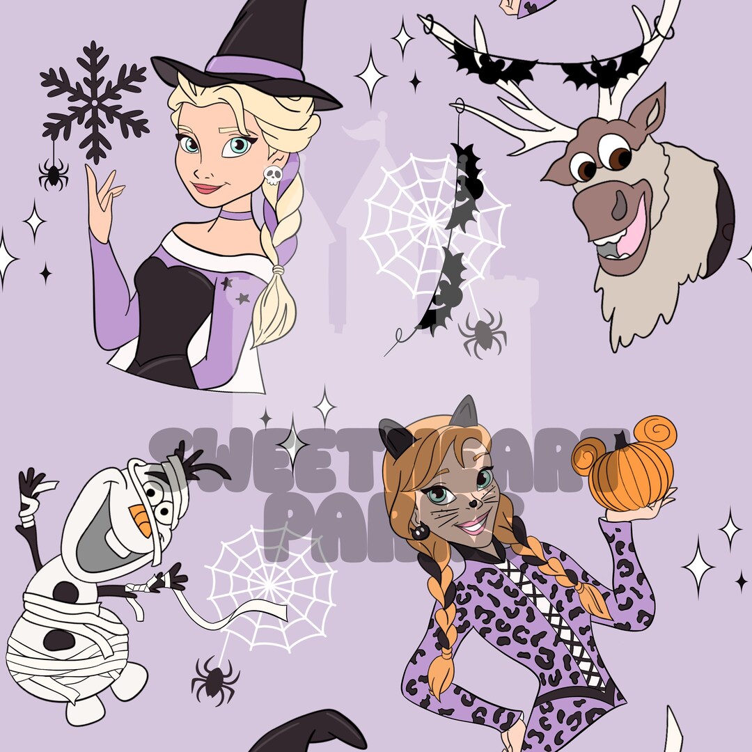 Spooky Ice Princess Halloween Pattern: Purple Seamless Design (digital ...