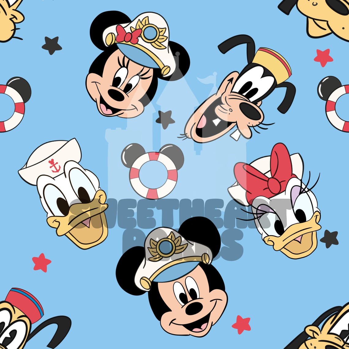 Magical Mouse Cruise Ship Cruisin Anchor Ocean | Seamless Repeating ...