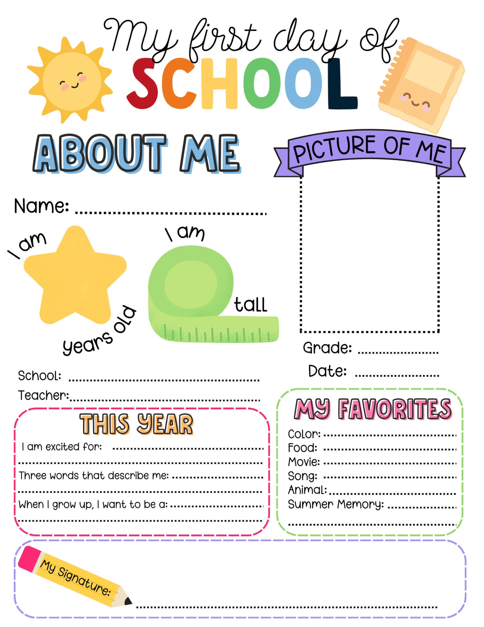 First and Last Day of School Interview, Printable Classroom Worksheets ...