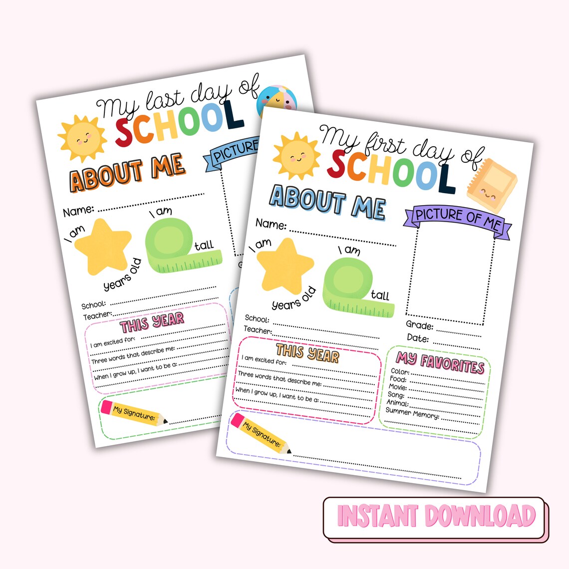 First and Last Day of School Interview, Printable Classroom Worksheets ...