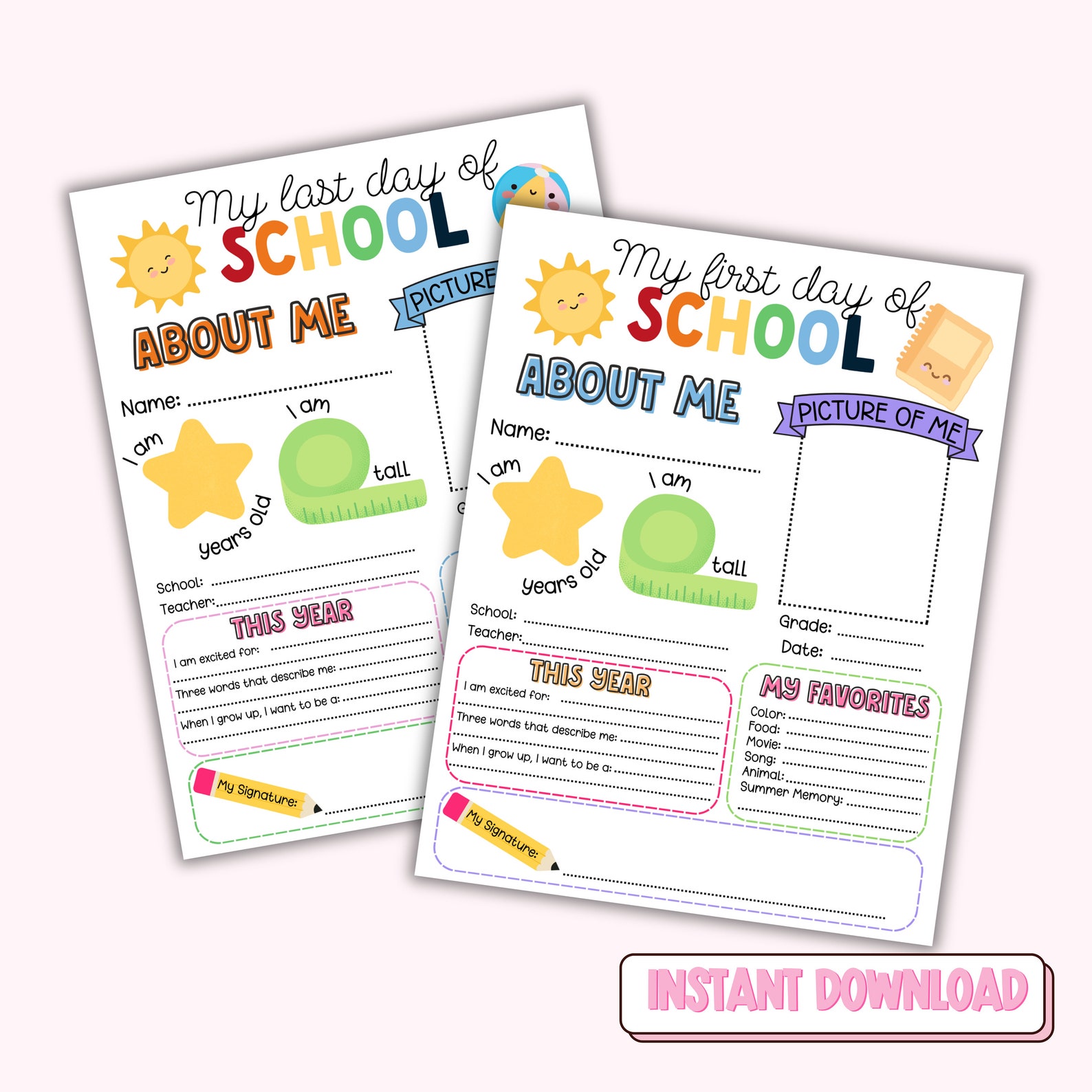 First and Last Day of School Interview, Printable Classroom Worksheets ...