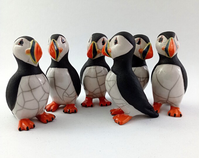 Standing Puffin in FULL COLOUR Small Ceramic Raku Fired - Etsy