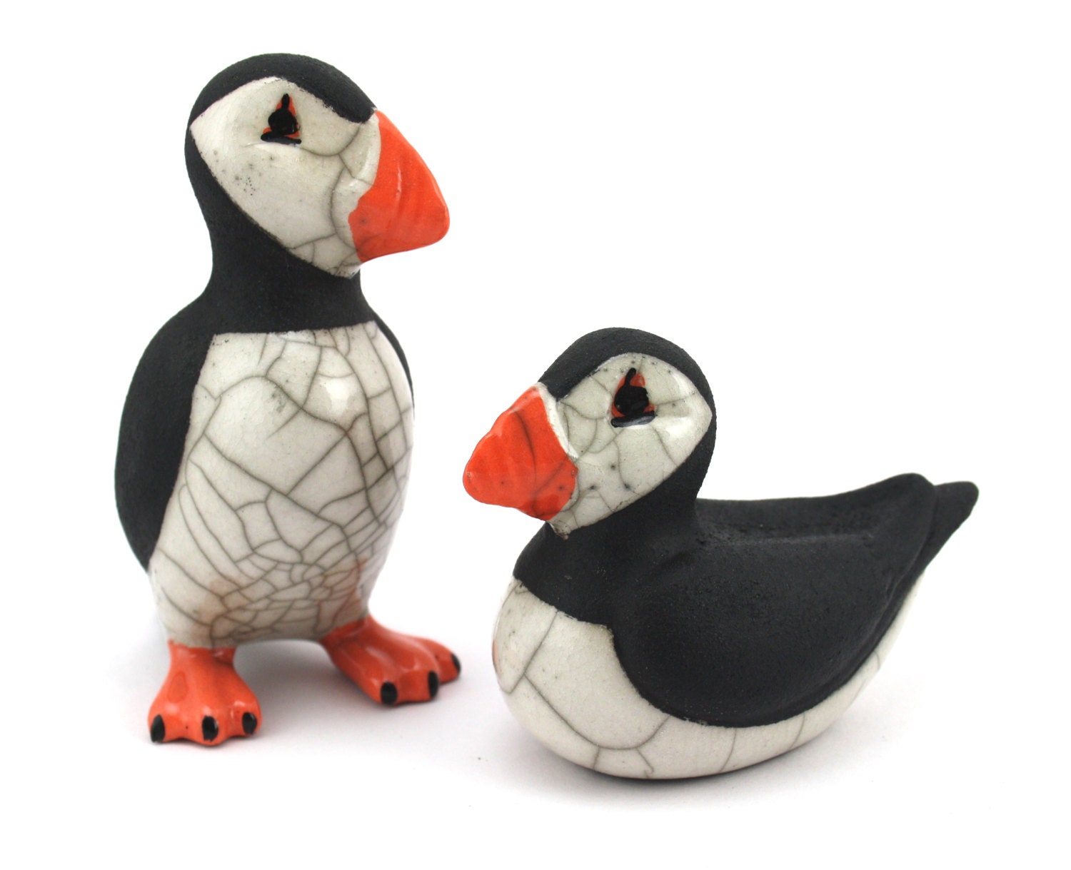 Puffin Sitting Nesting - Small - Ceramic Pottery Raku Fired Sculpture ...