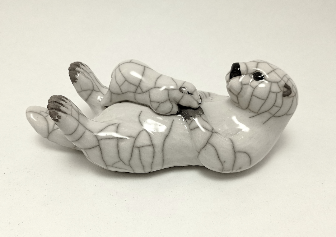 Sea Otter & Cub Ceramic Pottery Raku Fired Figure Sculpture - Etsy