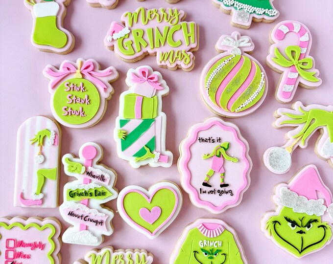 Grinch Christmas Sugar Cookies | Whoville Holiday Treat Box - Etsy ...