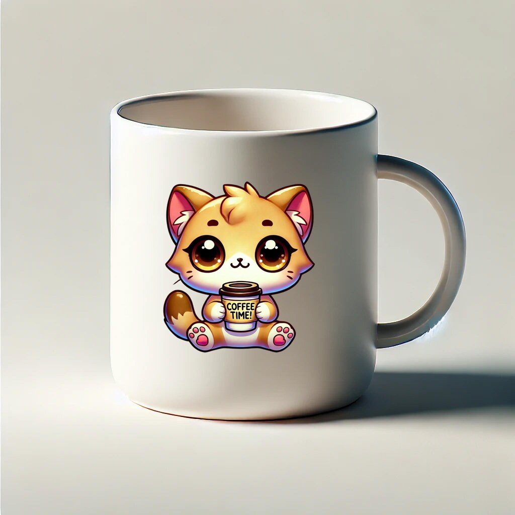 Cute Cat coffee Time Clip Art Trendy, Cute, Funny Digital Download for ...