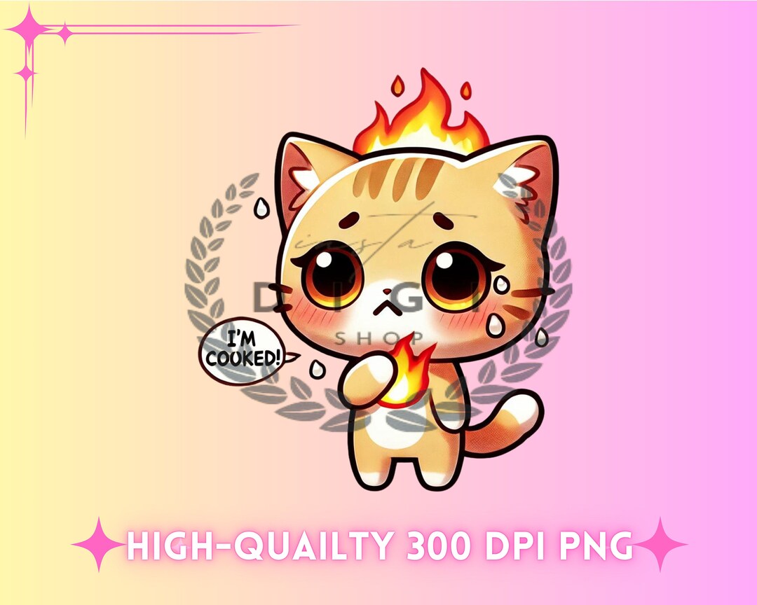 Cute Cat i'm Cooked PNG, Funny Cat Clipart Sublimation Design, Trendy ...