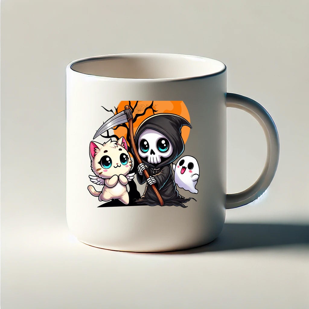Halloween Cat "soul Reaper" Clip Art – Trendy, Funny Digital Download ...