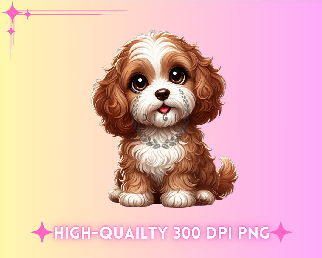 Cavapoo Dog Clipart PNG, Cute Animal Illustration for Crafts, Cards ...