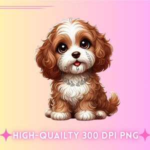 Cavapoo Dog Clipart PNG, Cute Animal Illustration for Crafts, Cards ...