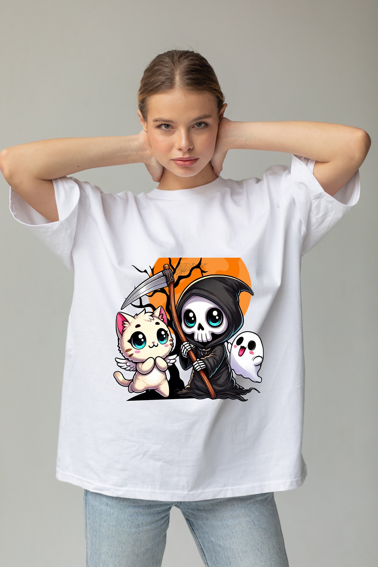 Halloween Cat "soul Reaper" Clip Art – Trendy, Funny Digital Download ...