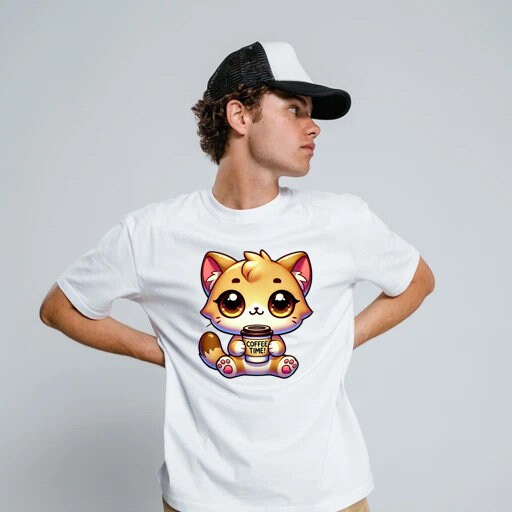 Cute Cat coffee Time Clip Art Trendy, Cute, Funny Digital Download for ...