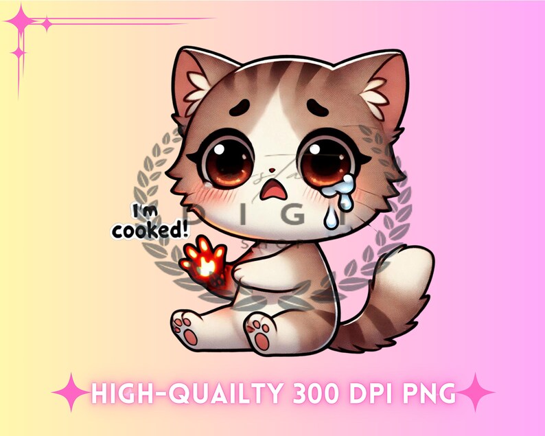 Cute Cat i'm Cooked Clip Art Trendy, Cute, Funny Digital Download for ...