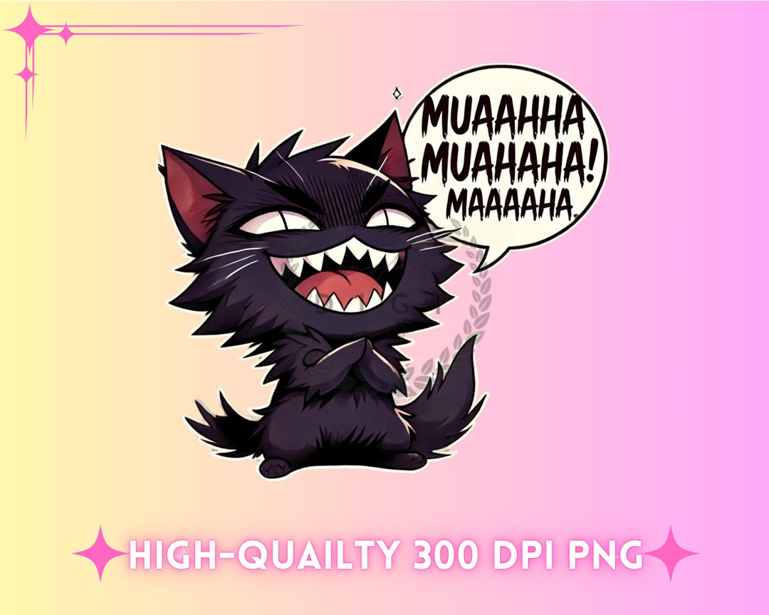 Cute Cat evil Laugh PNG, Funny Cat Clipart Sublimation Design, Trendy ...