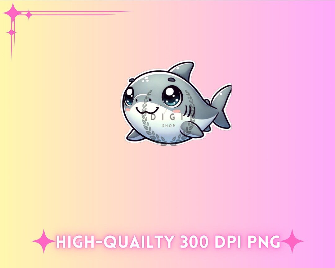 Cute Shark Clipart PNG, Cute Animal Illustration for Crafts, Cards ...
