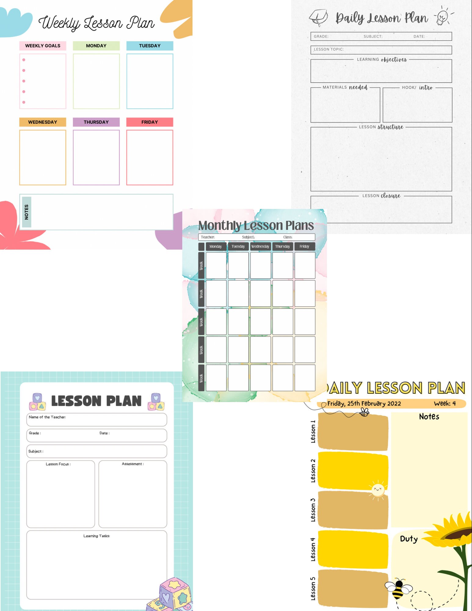 5 Cute Lesson Planners. - Etsy