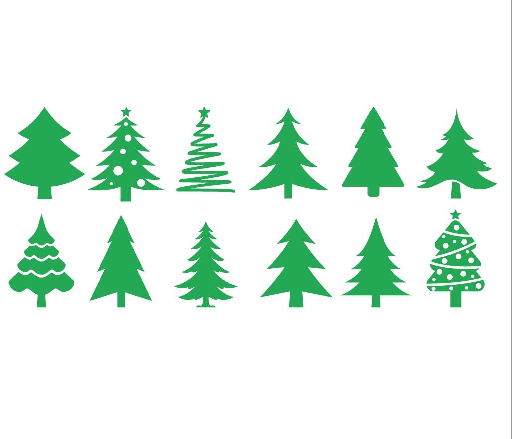 Set of 12 Christmas Tree Vinyl Decals Stickers Ornaments Tumblers ...