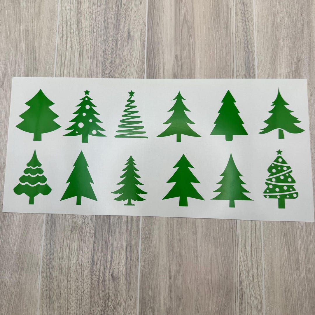 Set of 12 Christmas Tree Vinyl Decals Stickers Ornaments Tumblers ...