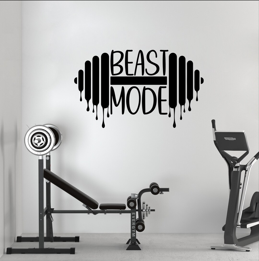 Beast Mode Exercise Stickers, Gym Wall Decal, Fitness Stickers, Gym ...