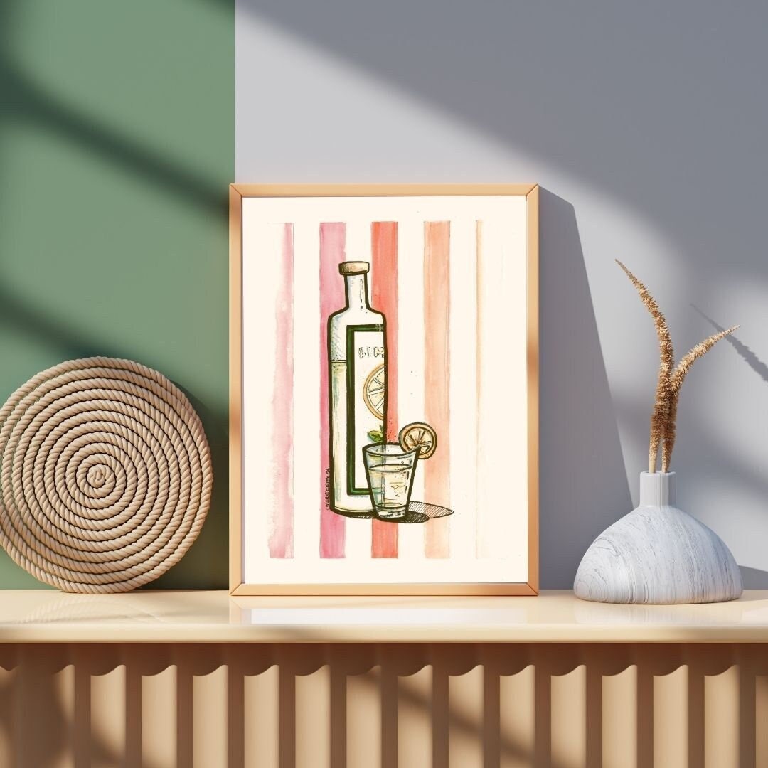 Limoncello Print | Vintage Italian Cocktail Bar Cart Art - Etsy