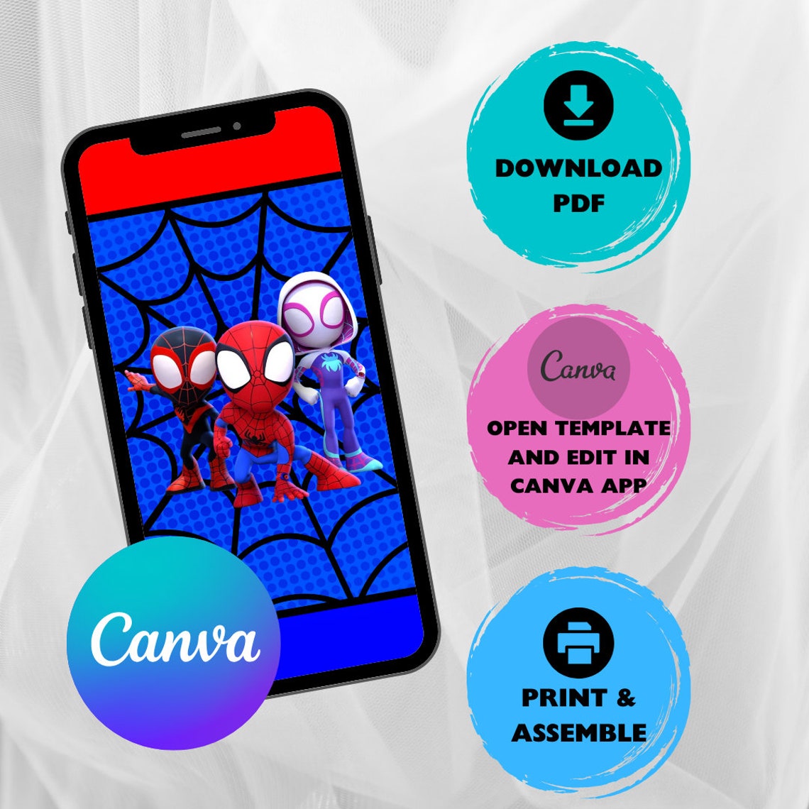 Spidey & Friends Blue Background Chip Bag Editable Template - Etsy
