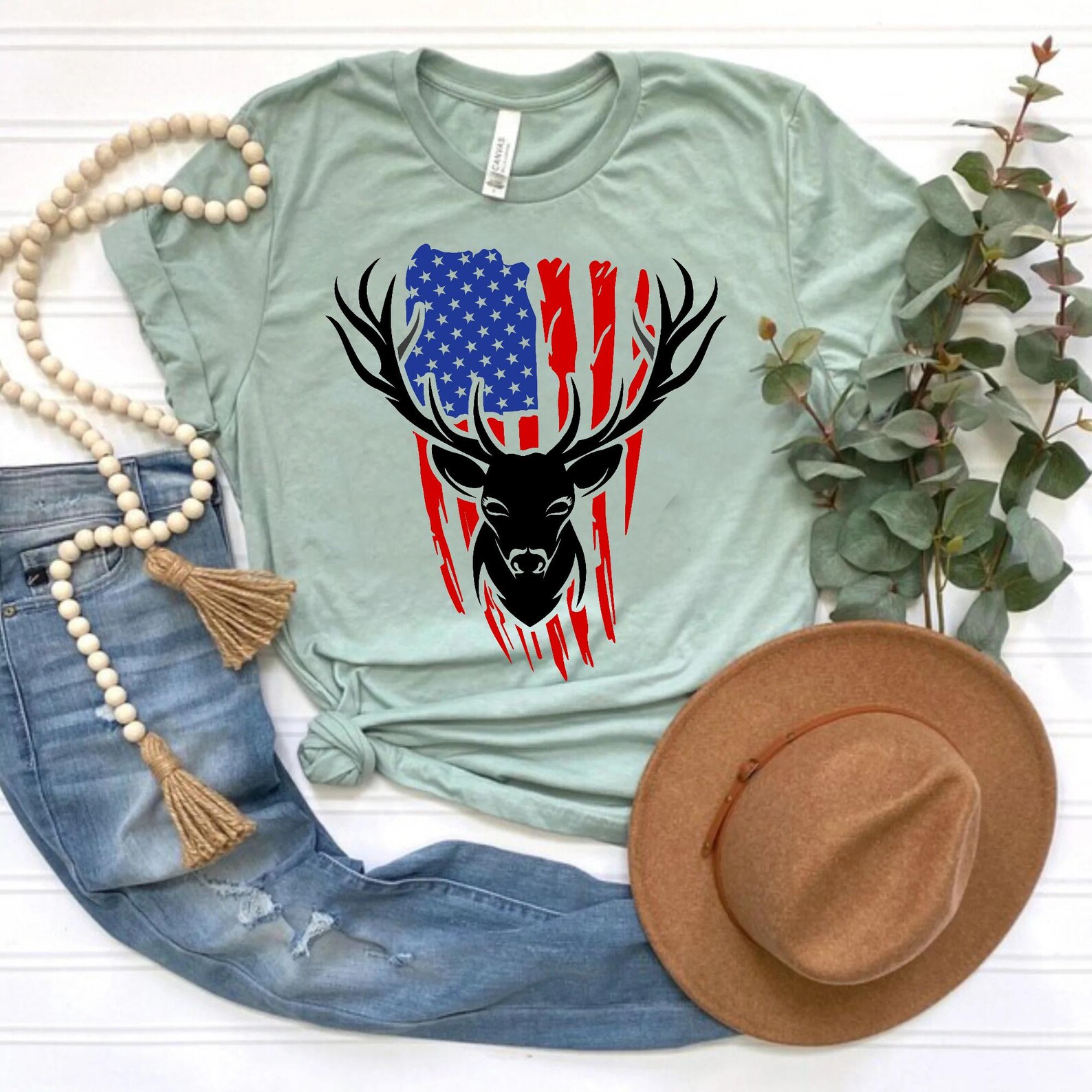 Deer Hunt USA Flag SVG PNG Hunting Flag Svg Deer Head Svg Distressed ...