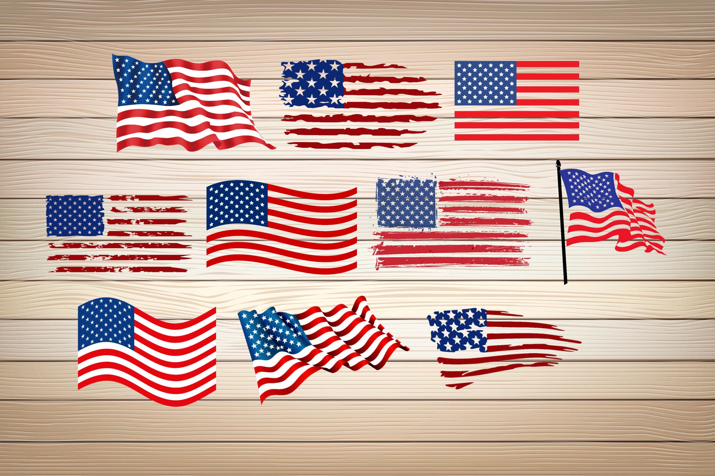10 X USA Flag SVG PNG Files for Shirts United States Color Flag Svg ...