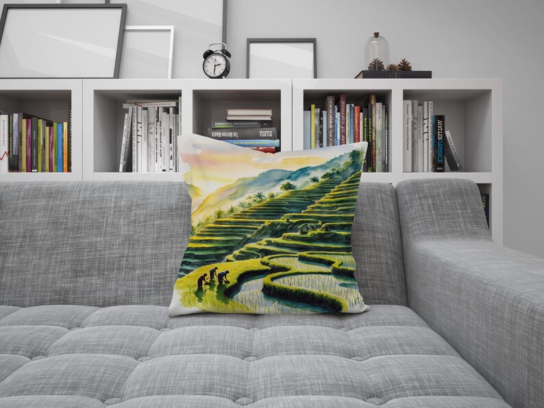 Rice Terraces Pillow 3D Graphic Square Polyester Modern Art Home Decor ...