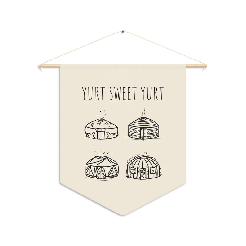 Yurt Pennant, Kazakhstan Art, Central Asia, Gift for Travellers, Beige ...