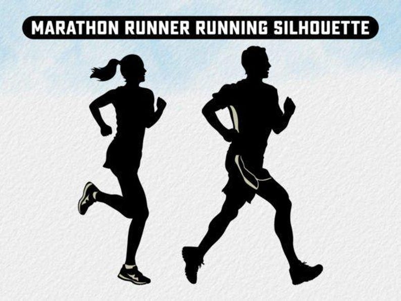 Marathon Runner Running Silhouette SVG Jogging Athlete Silhouette SVG ...