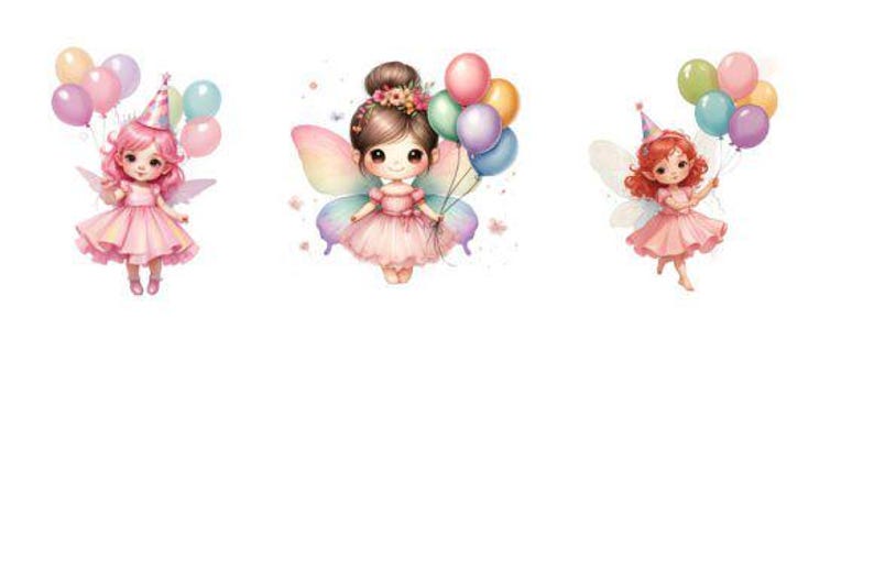 Cute Fairy Happy Birthday Clipart Bundle Birthday PNG Celebration Ready ...