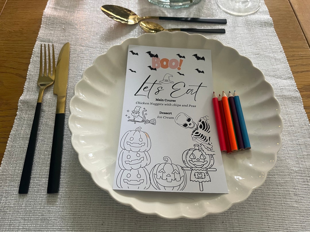 Children's Menu and Colouring Activity - Halloween - Etsy UK