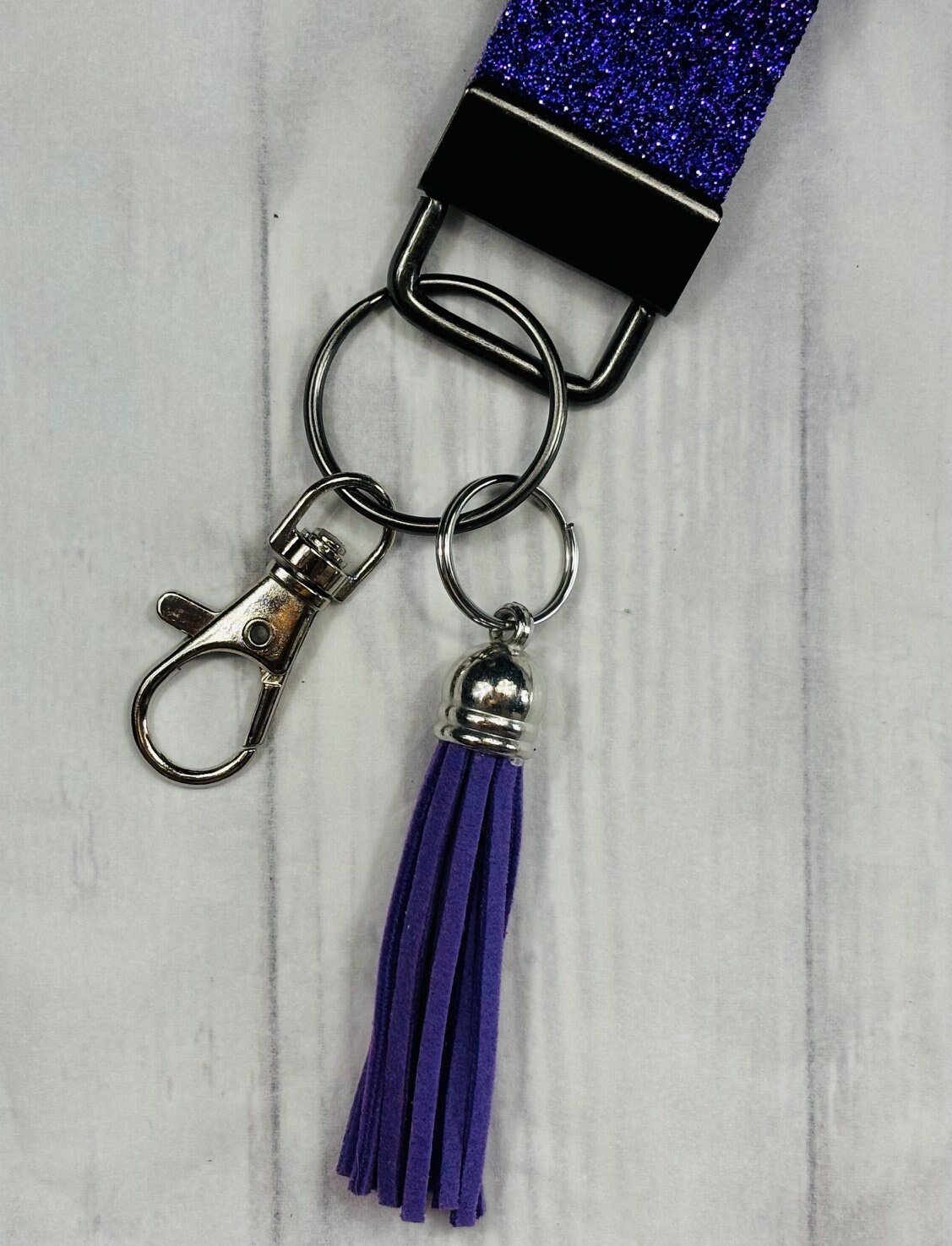 Sea Witch Purple Glitter Faux Leather Wristlet Keychain Purple Key ...