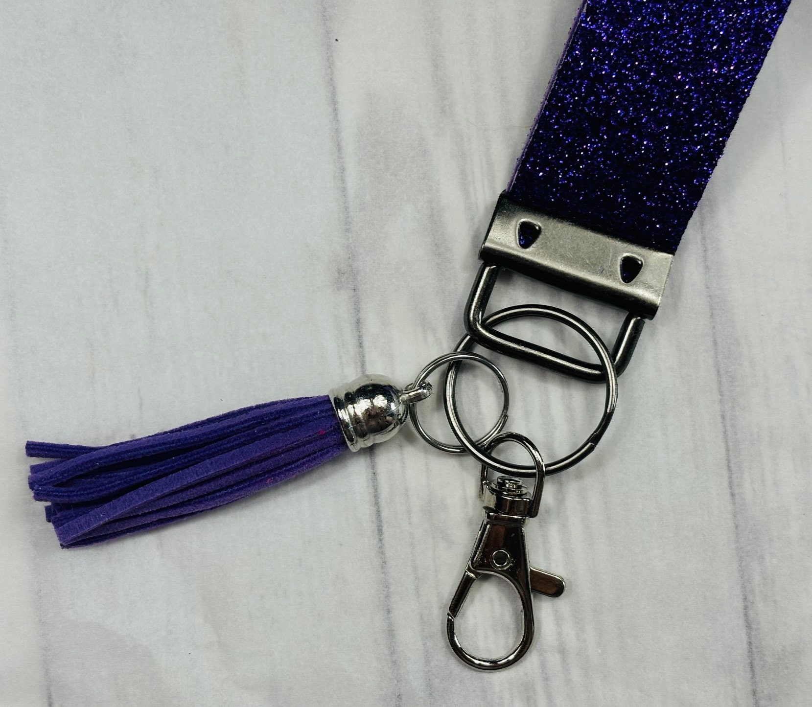 Sea Witch Purple Glitter Faux Leather Wristlet Keychain Purple Key ...