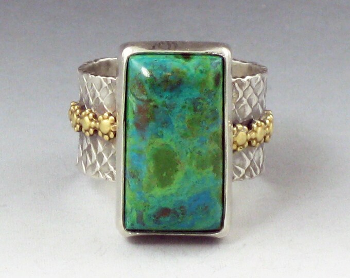Parrot Wing Chrysocolla Ring, Sterling Silver, Size 7.5 Ring, Boho ...